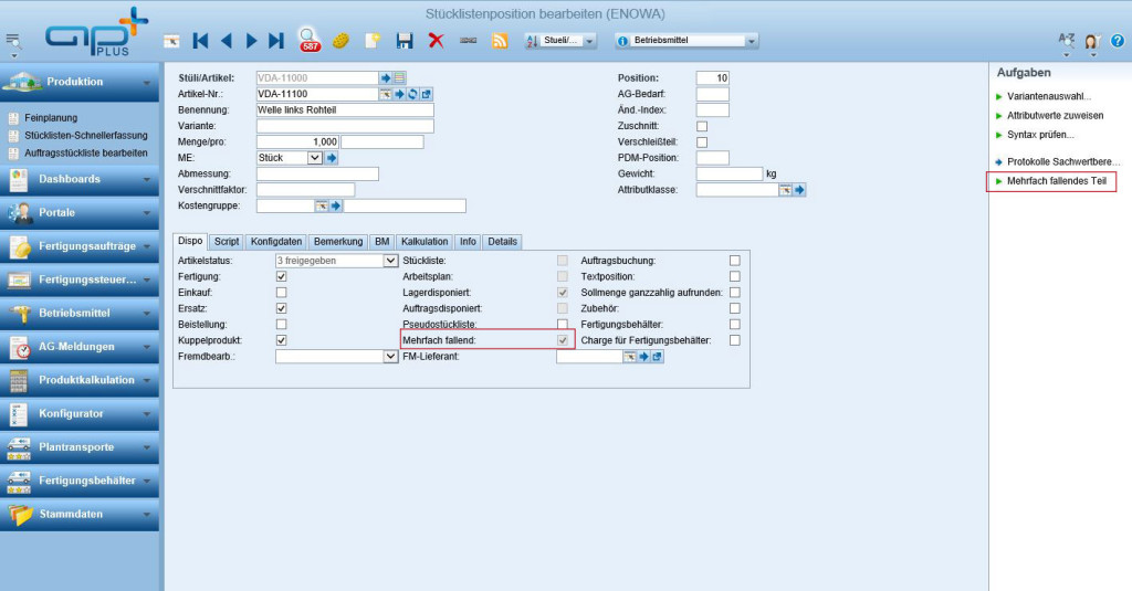 APplus 6.3: Neue Funktionen in der ERP-Version