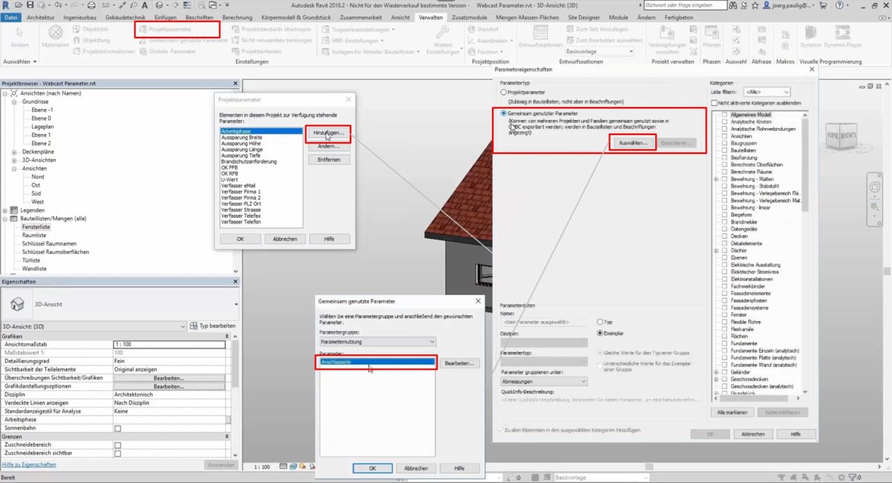 Gemeinsam genutzte Parameter in Autodesk Revit Gemeinsam genutzte Parameter in Autodesk Revit